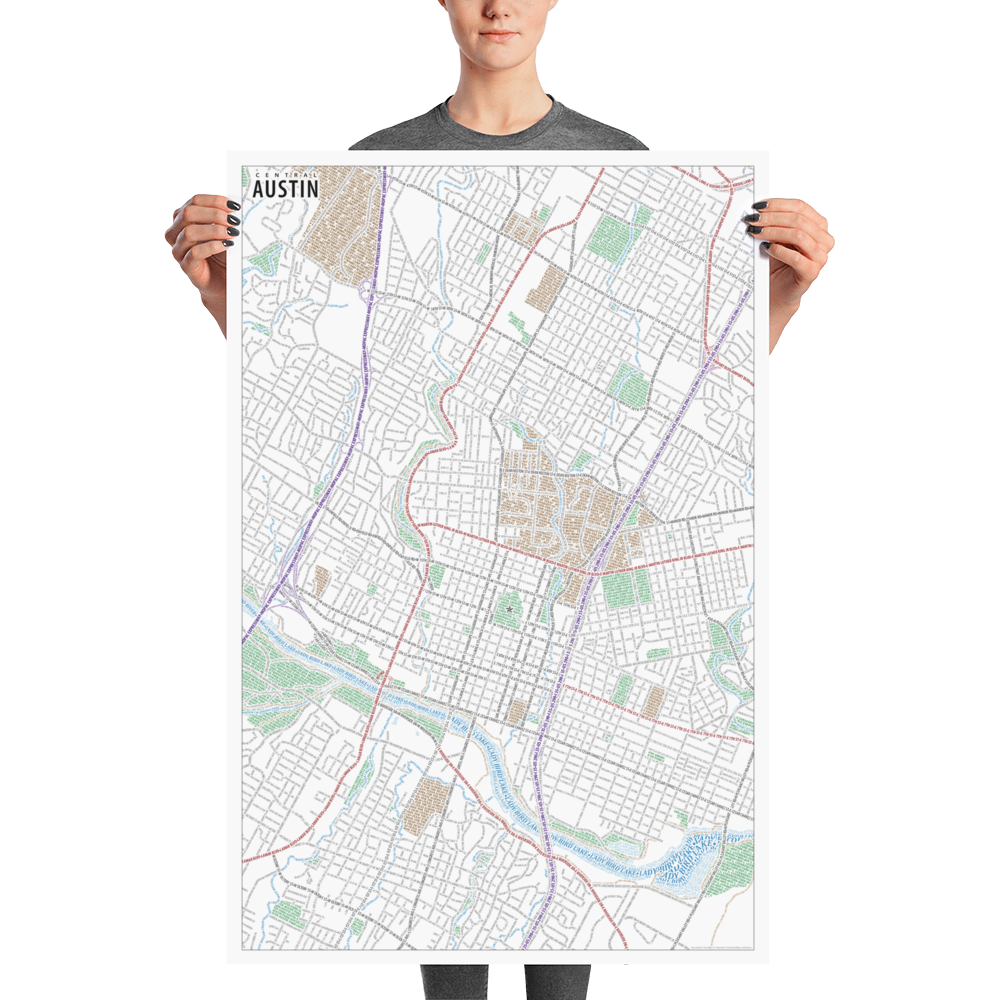 Austin Typographic Poster – Axis Maps Store