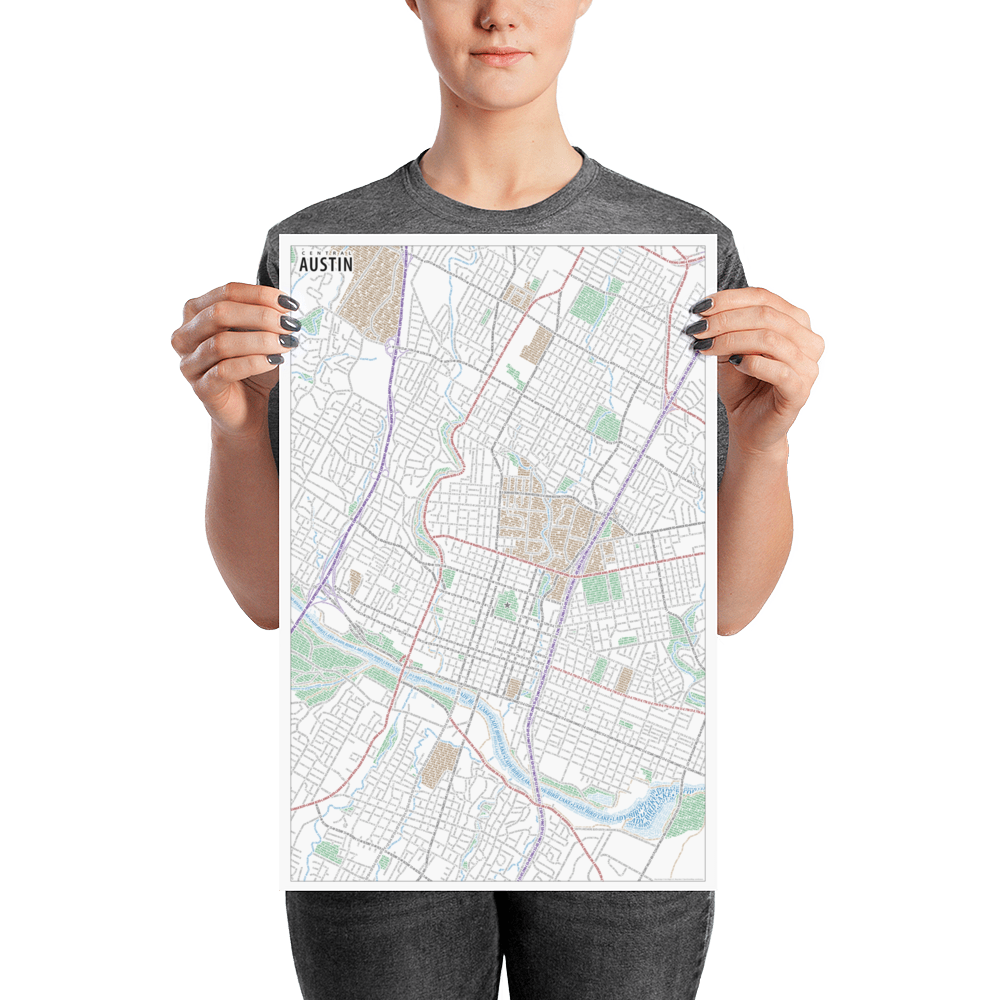Austin Typographic Poster – Axis Maps Store