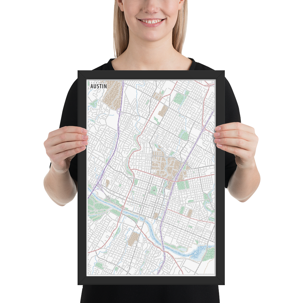 Austin Typographic Framed Poster – Axis Maps Store