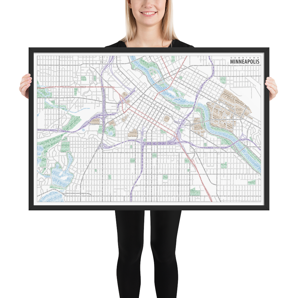 Minneapolis Typographic Framed Poster – Axis Maps Store