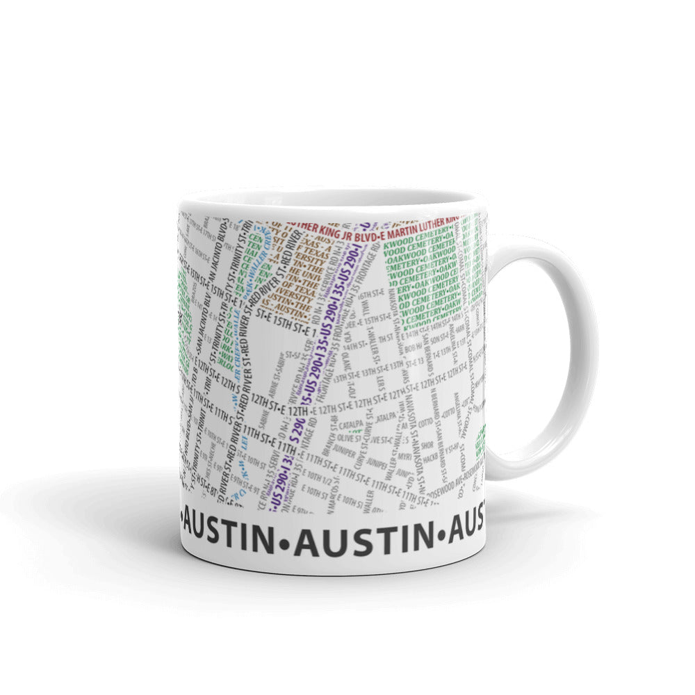 Austin Typographic Mug – Axis Maps Store